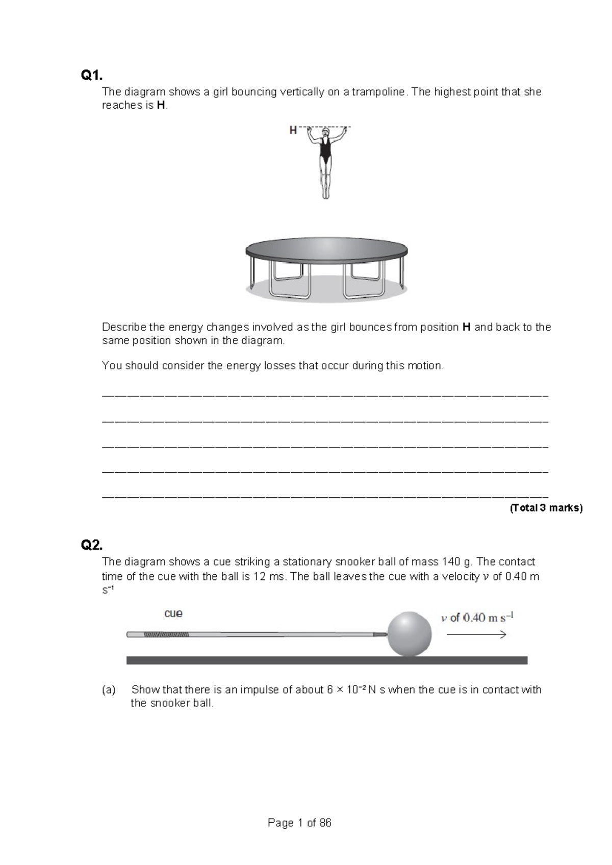 Mechanics 6: Energy Changes, Forces, and Motion Analysis - Studocu