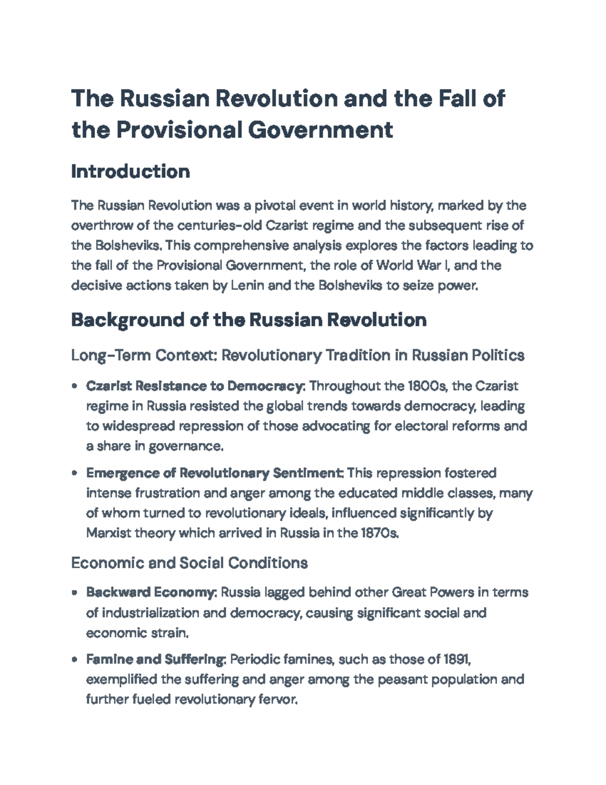 The Russian Revolution: Causes, Provisional Gov't Fall & Bolshevik Rise ...