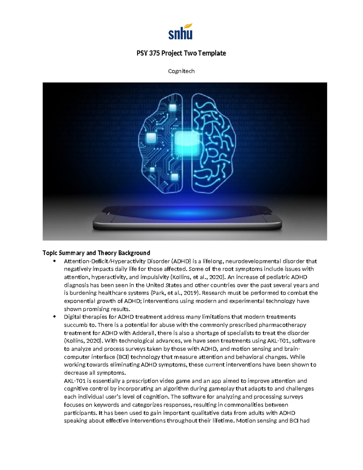 PSY 375 Module 7 Project 2: Exploring ADHD Interventions and Research ...