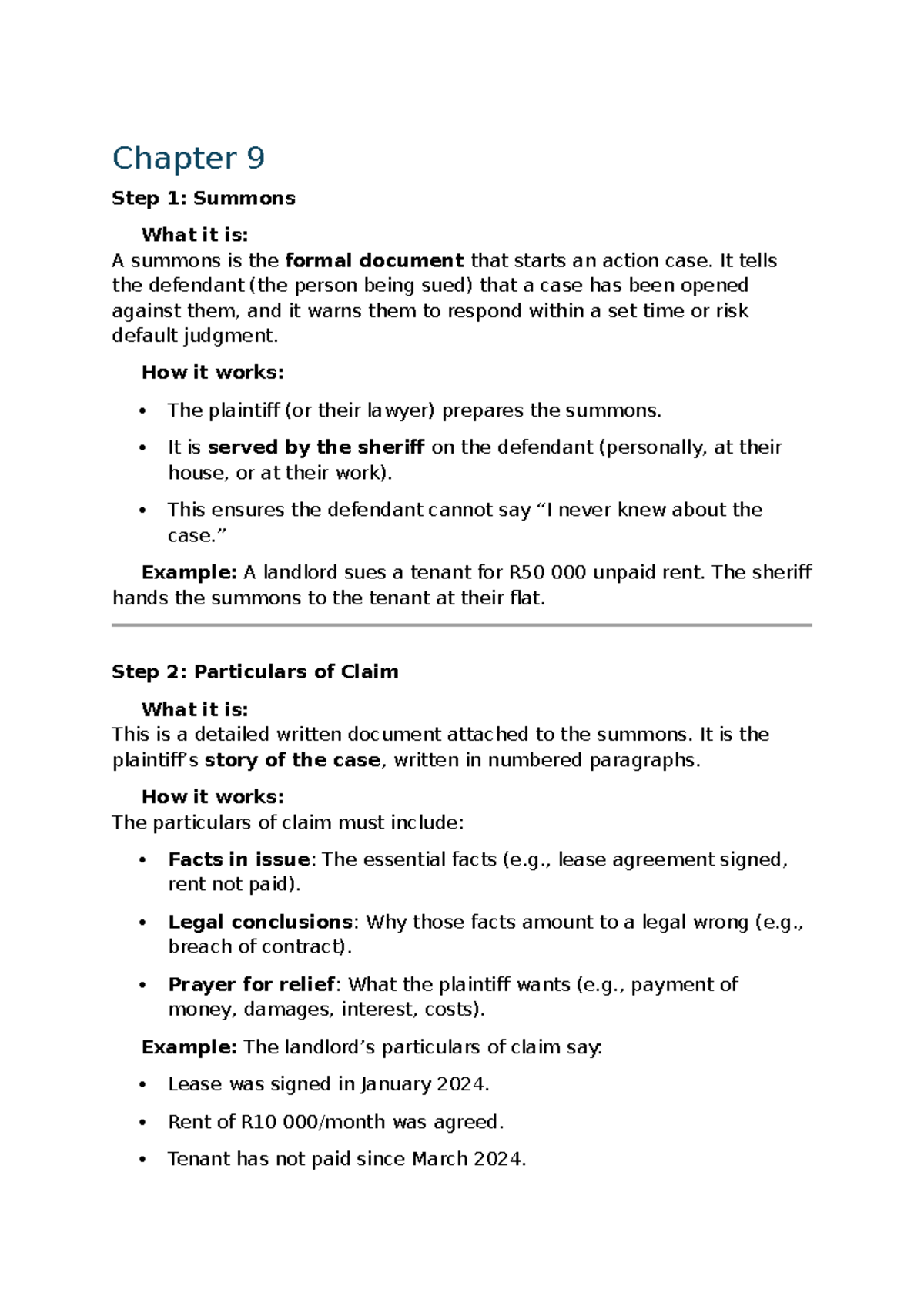 Civil Procedure Chapter 9: Understanding Summons and Pleadings - Studocu