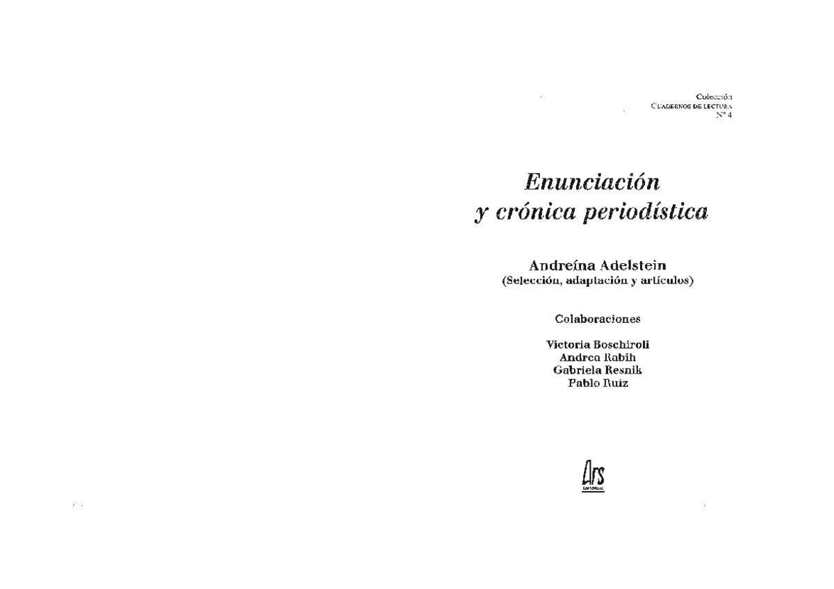 Aldestein, Andreína. Las marcas de la enunciación en el enunciado ...