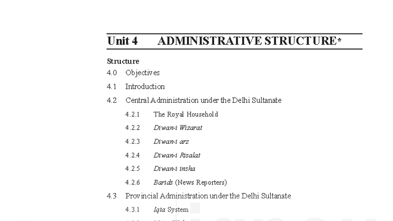 Unit 4: Administrative Structure of the Delhi Sultanate - Key Insights ...