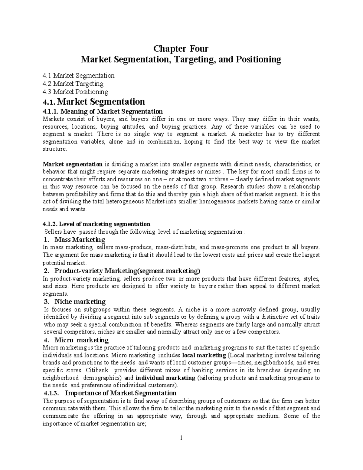 Chapter 4: Principles of Market Segmentation, Targeting & Positioning ...