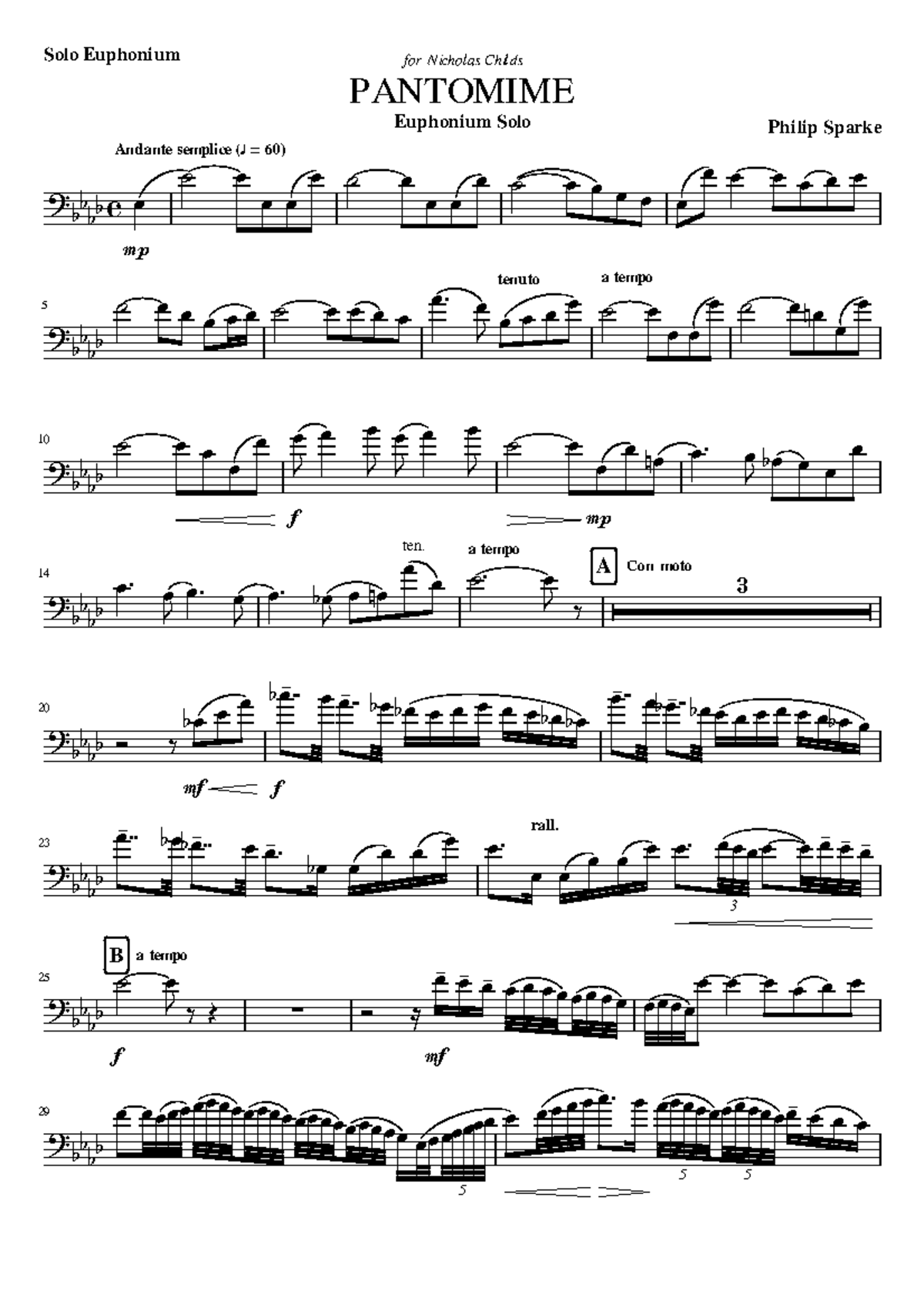 PANTOMIME: Euphonium Solo by Philip Sparke - Studocu