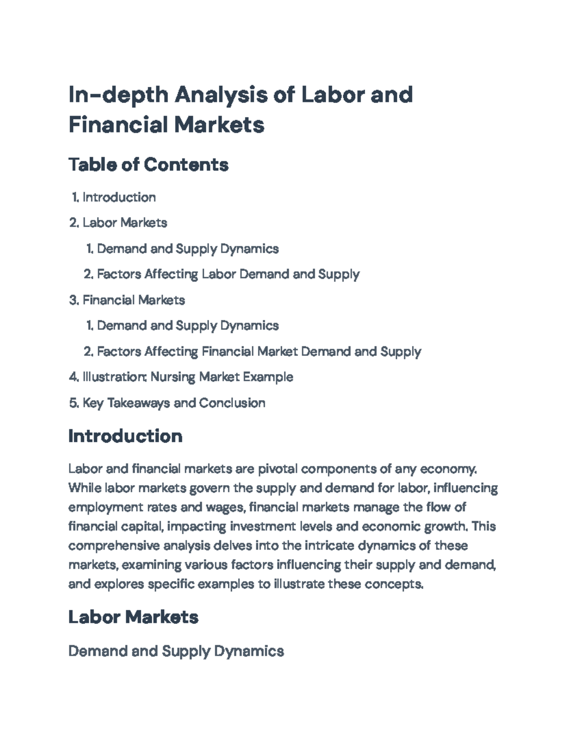 Labor and Financial Markets: An In-depth Analysis of Dynamics and ...