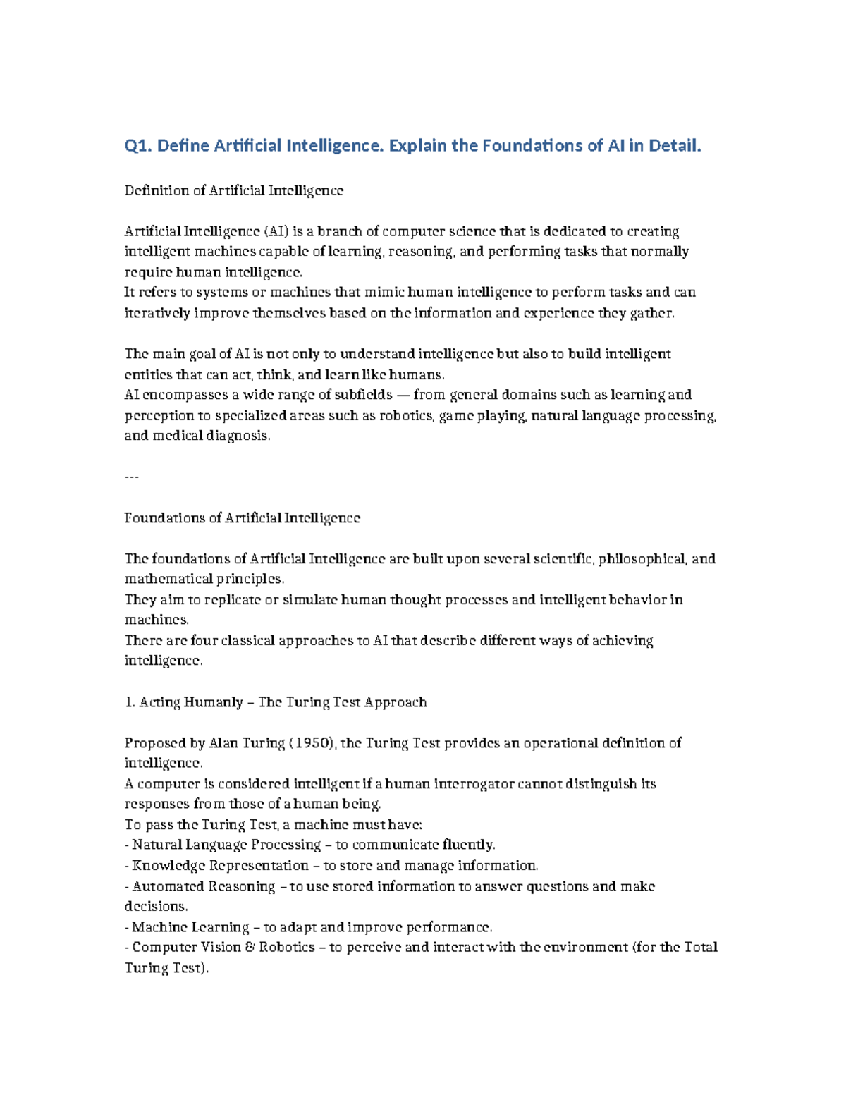 AI 101: Foundations of Artificial Intelligence Explained - Studocu