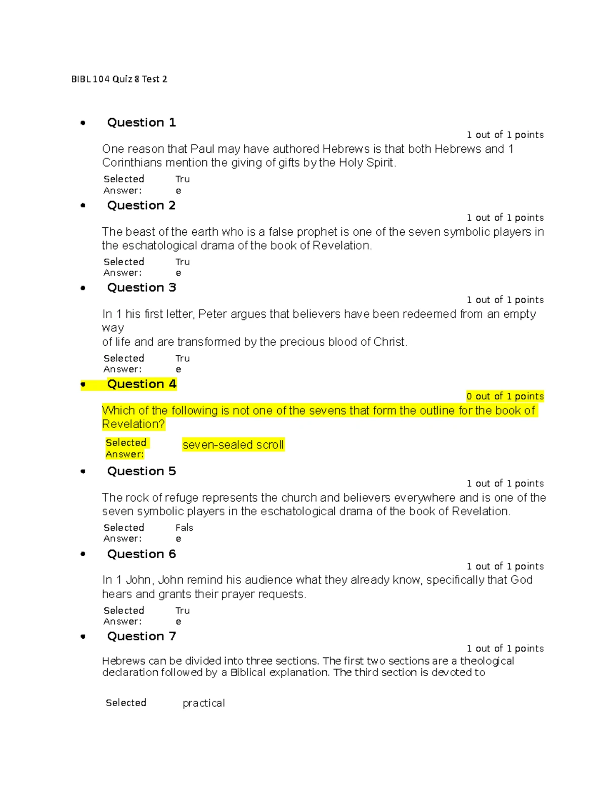 Quiz 2 The Old Testament Books of History BIBL104 Survey of Old and New ...