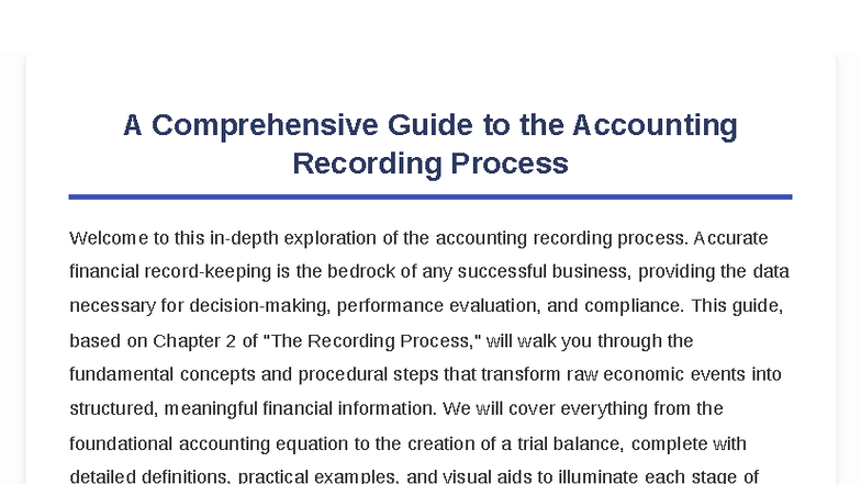 Accounting 101: Chapter 2 - Recording Process Summary & Q&A - Studocu