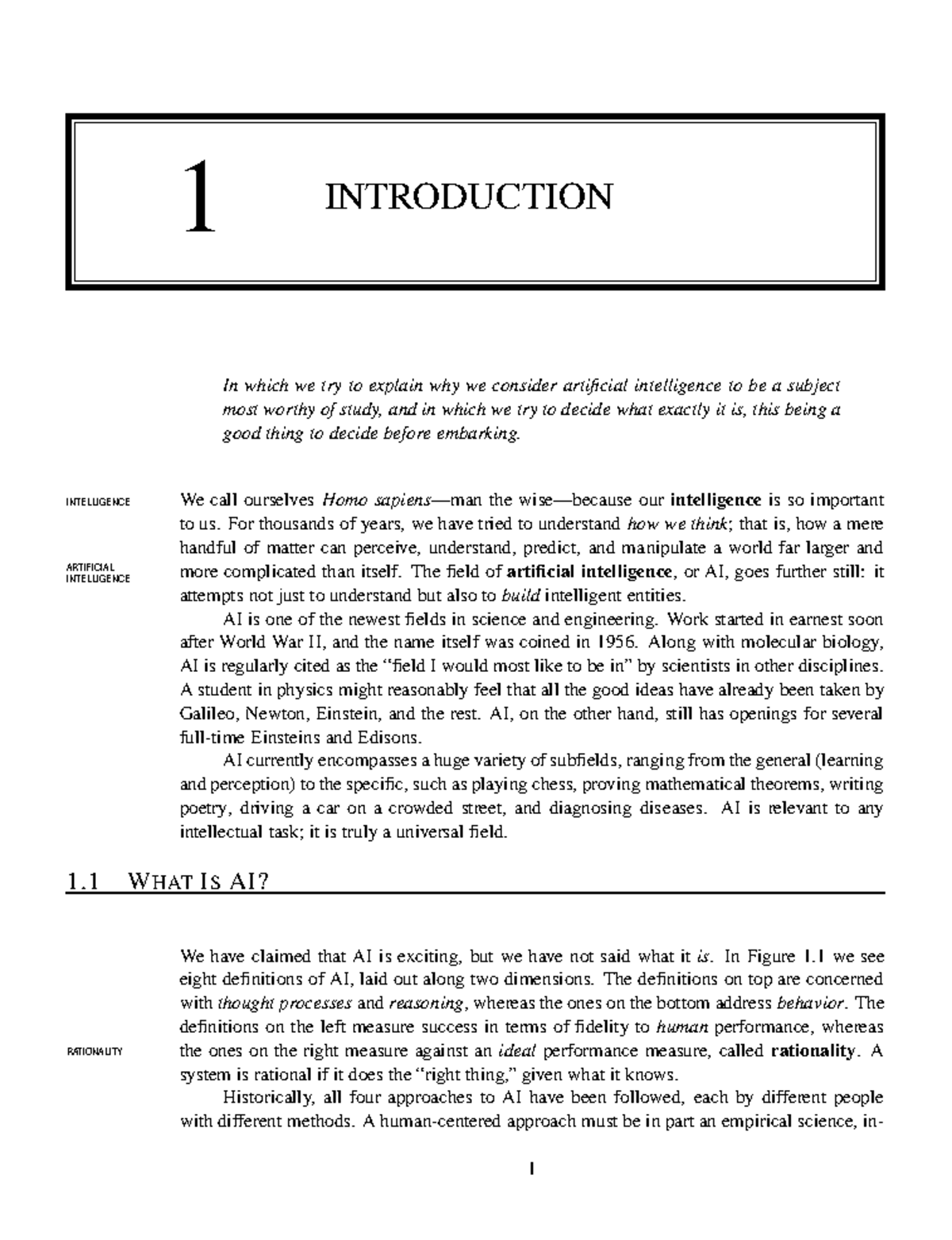 Notes - Artificial Intelligence - 1 INTRODUCTION In which we try to ...