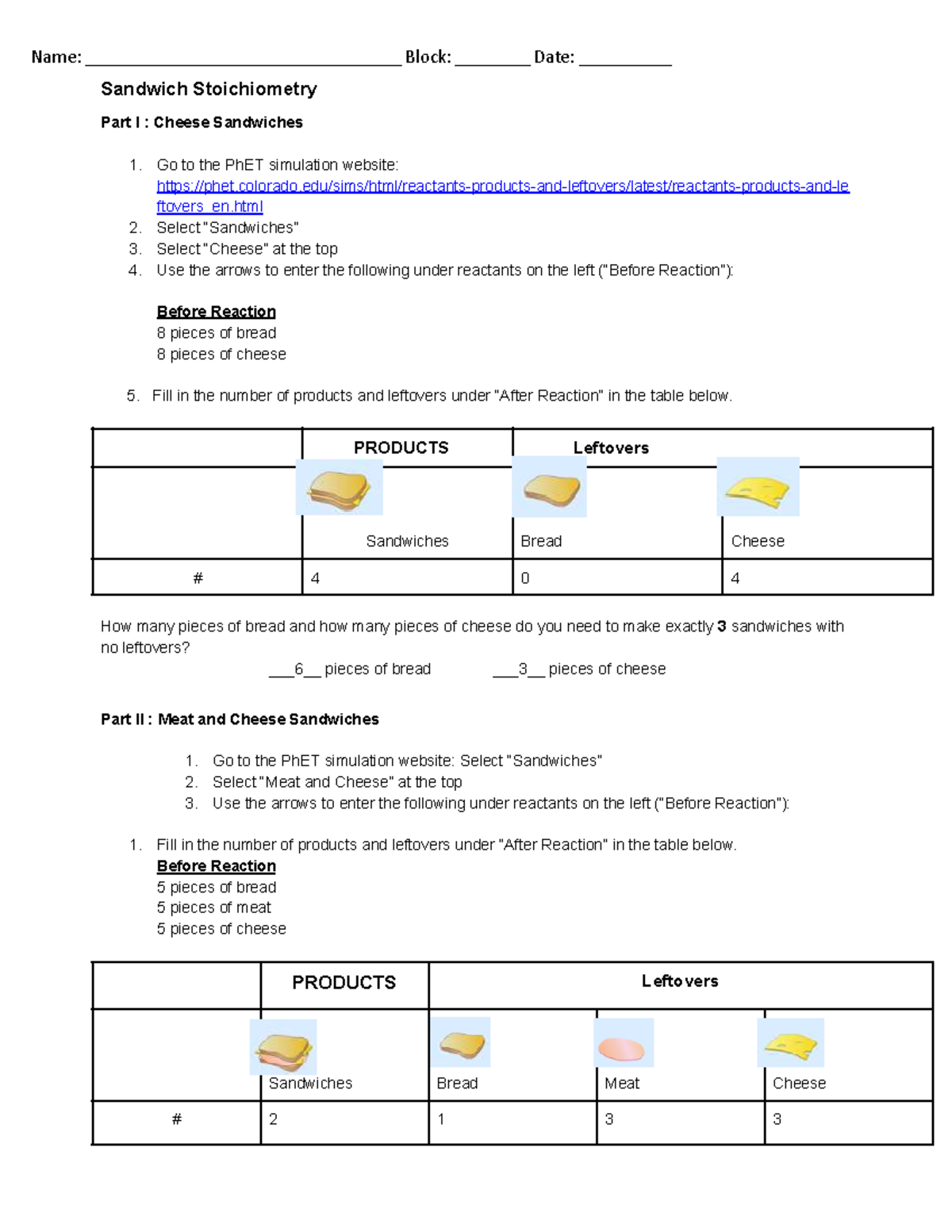 Senior Make-Up Packet: Sandwiches & Molar Challenges - Studocu