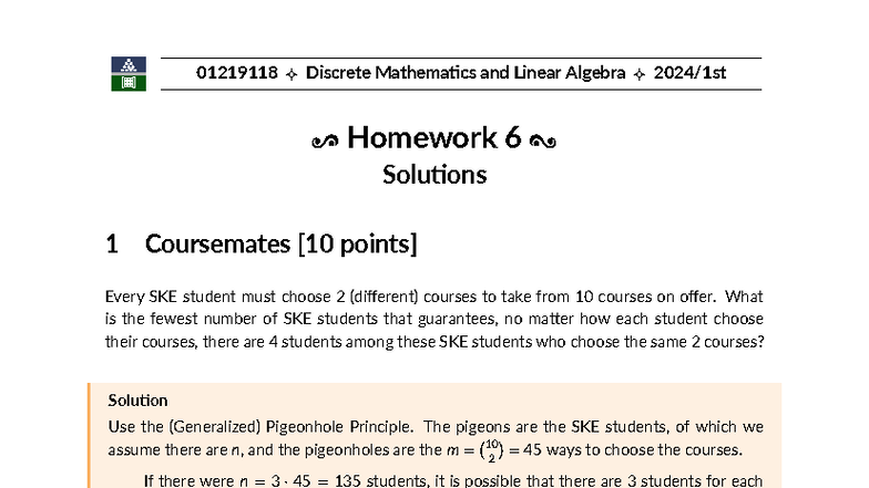 01219118 V Discrete Mathematics and Linear Algebra V P Homework 6 ...