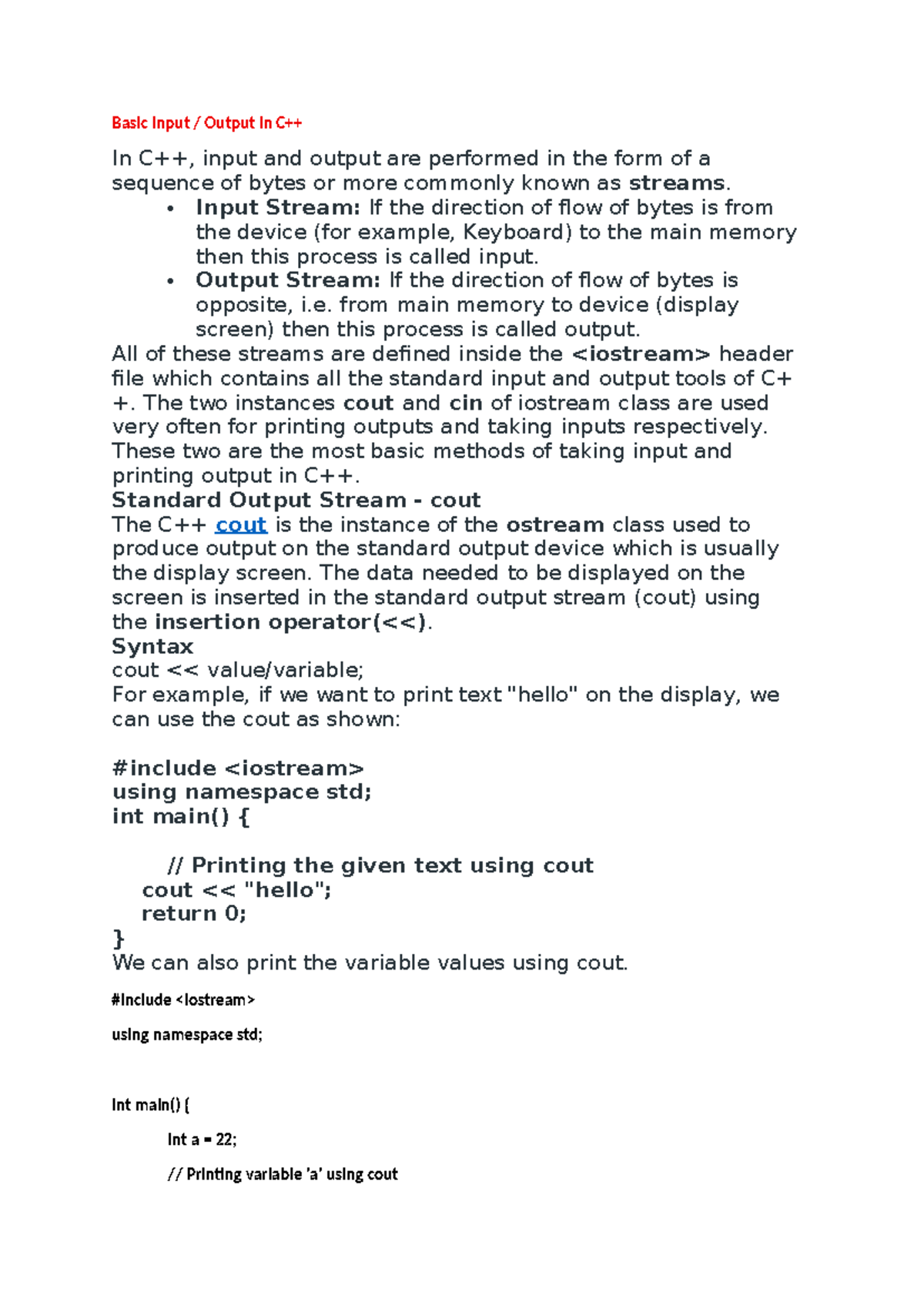 Data Structures Unit 1: Basic Input/Output and Functions - Studocu