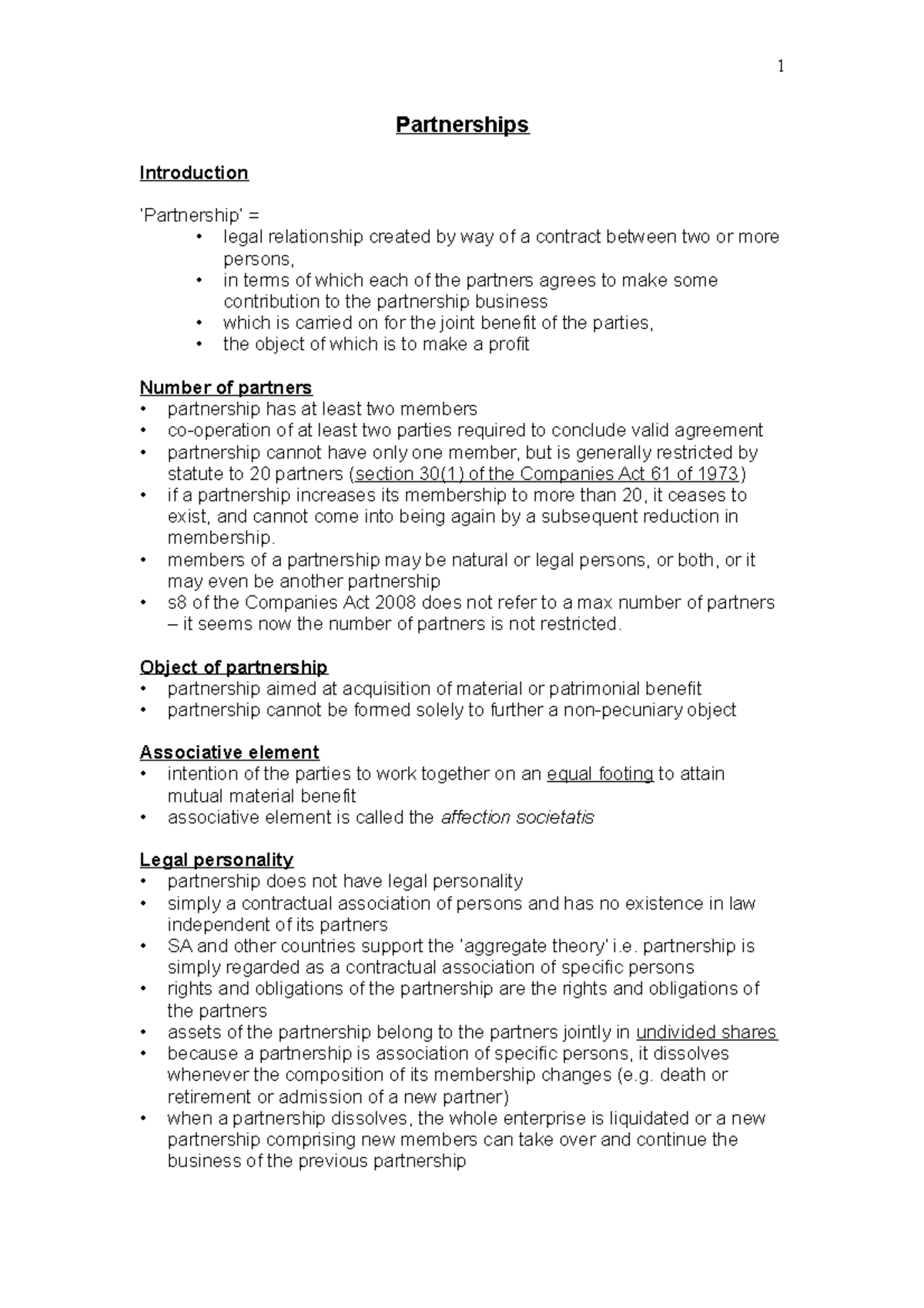Partnerships 1 - Lecture notes 1-3 - Partnerships Introduction ...
