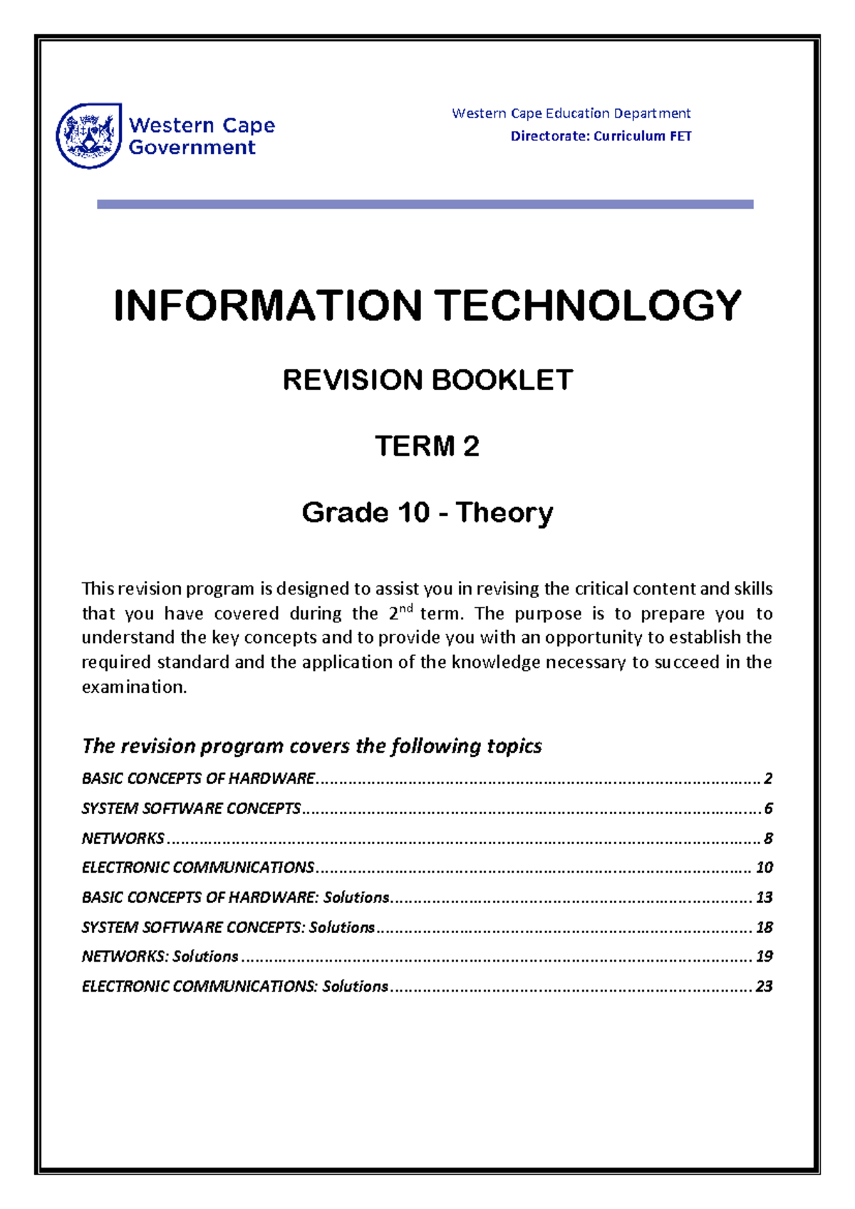 Gr 10 IT Term 2 Theory Revision Guide - Studocu