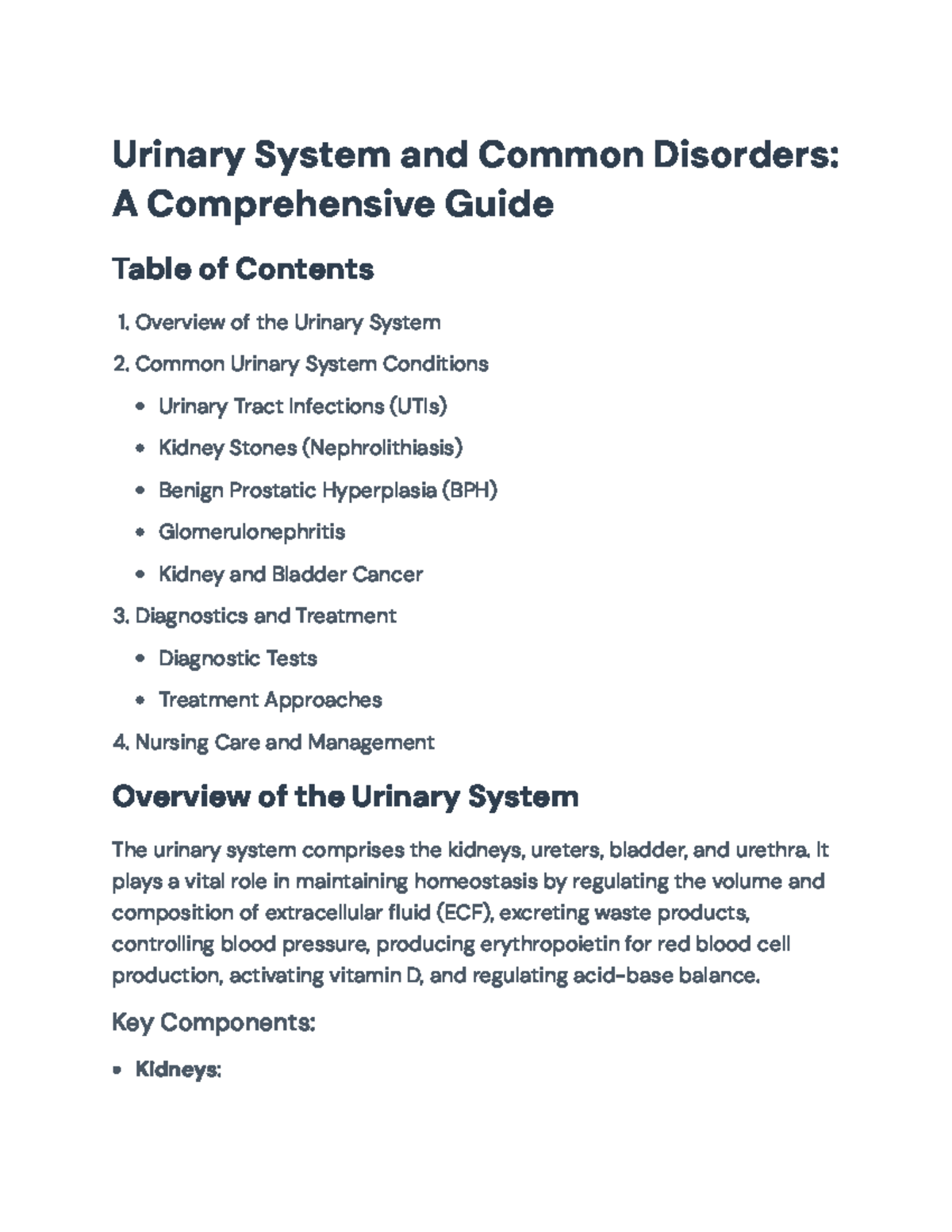 Urinary System Disorders: Overview, Conditions & Nursing Management ...