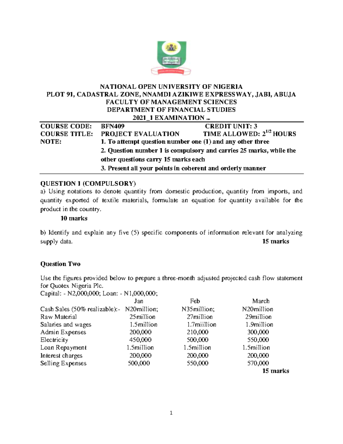 BFN409 - Project Evaluation Final Exam Past Questions and Notes - Studocu