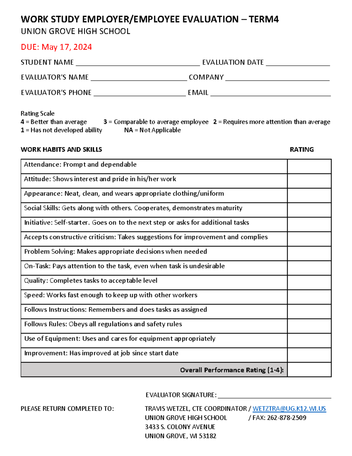 Eval-Term4-Due MAY 17 - dwd - WORK STUDY EMPLOYER/EMPLOYEE EVALUATION ...
