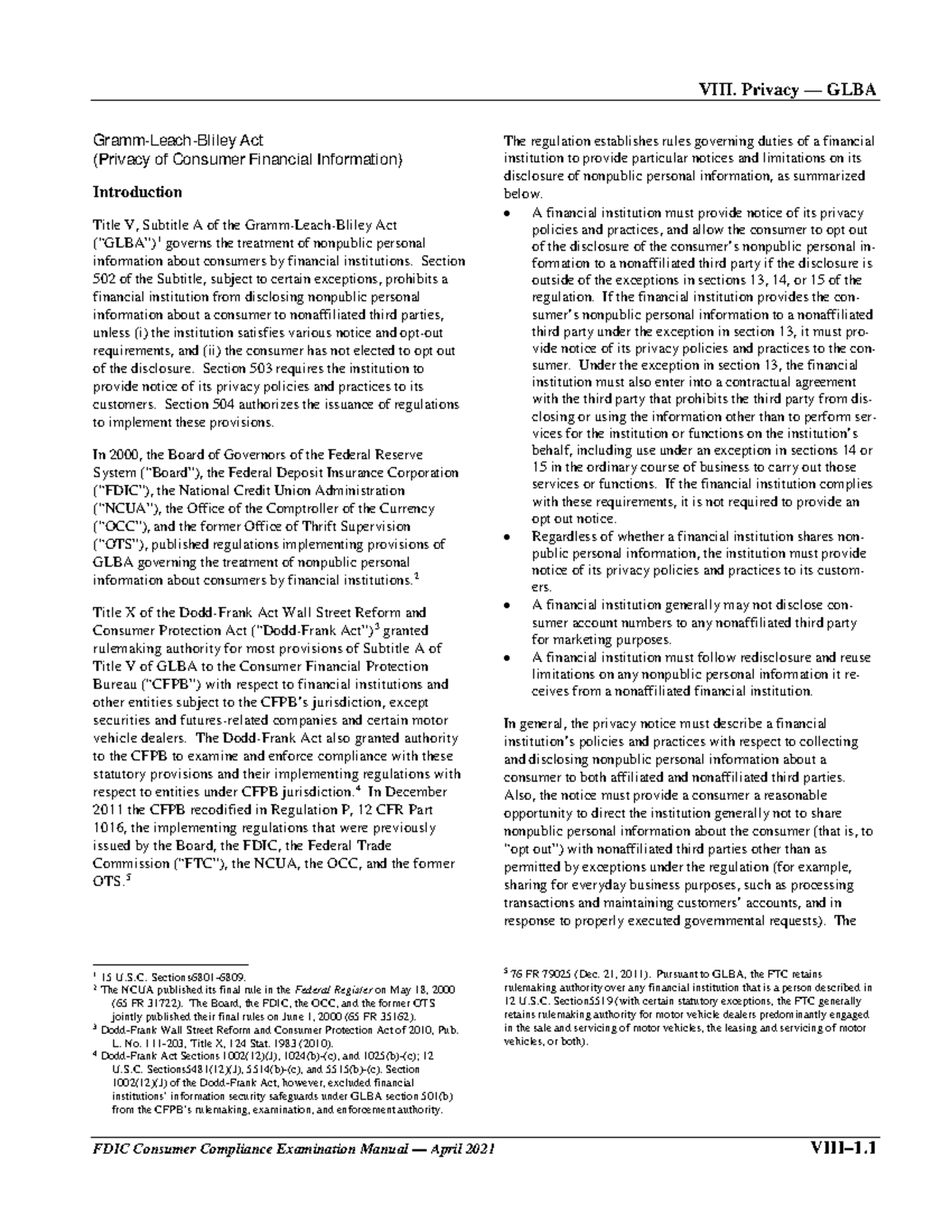 Gramm-Leach-Bliley Act (GLBA) Overview and Privacy Regulations - Studocu