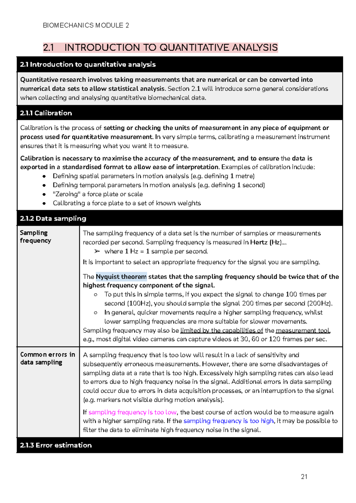 Module 2 - Quantitative Biomechanical Analysis: Calibration & Motion ...