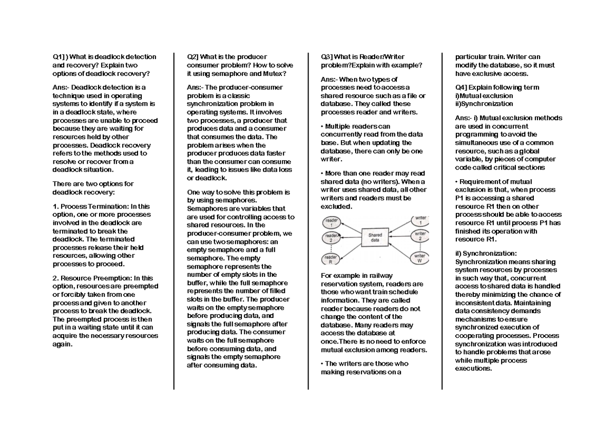OS Endsem - Os material - Q1] ) What is deadlock detection and recovery ...
