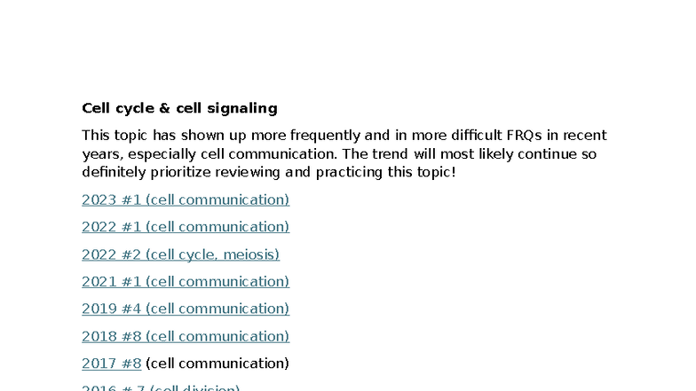 Ap bio unit 4 - ap bio - Cell cycle & cell signaling This topic has ...