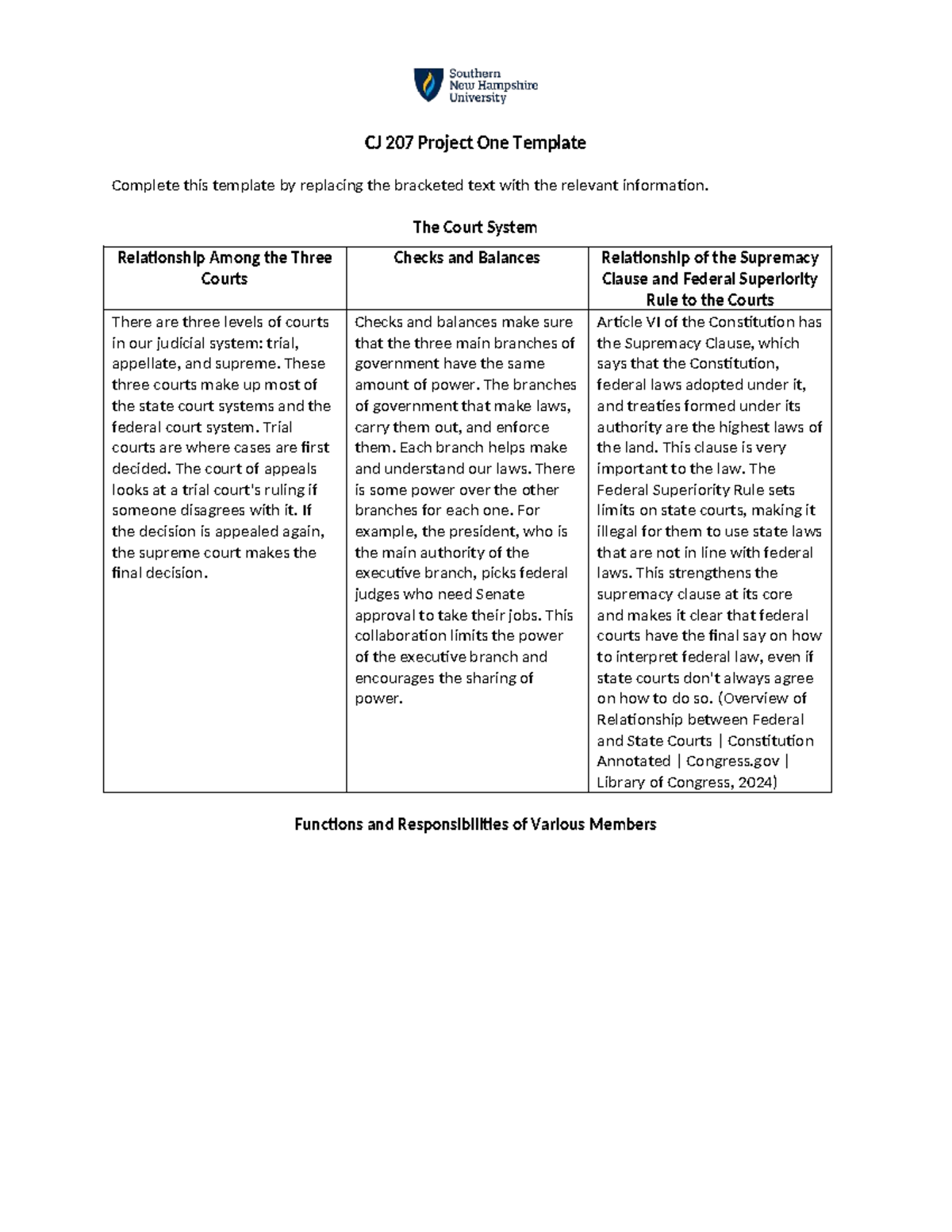 CJ 207 Project One: Understanding Court Systems & Roles - Studocu