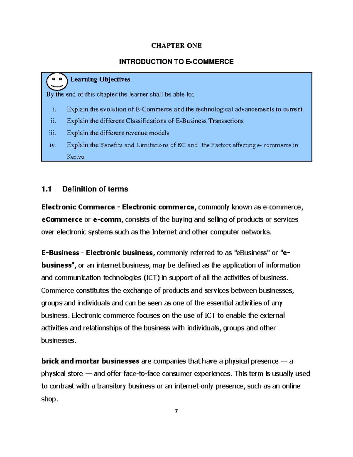 MKU E-Commerce Module - Chapter 1: Introduction to E-Commerce - Studocu