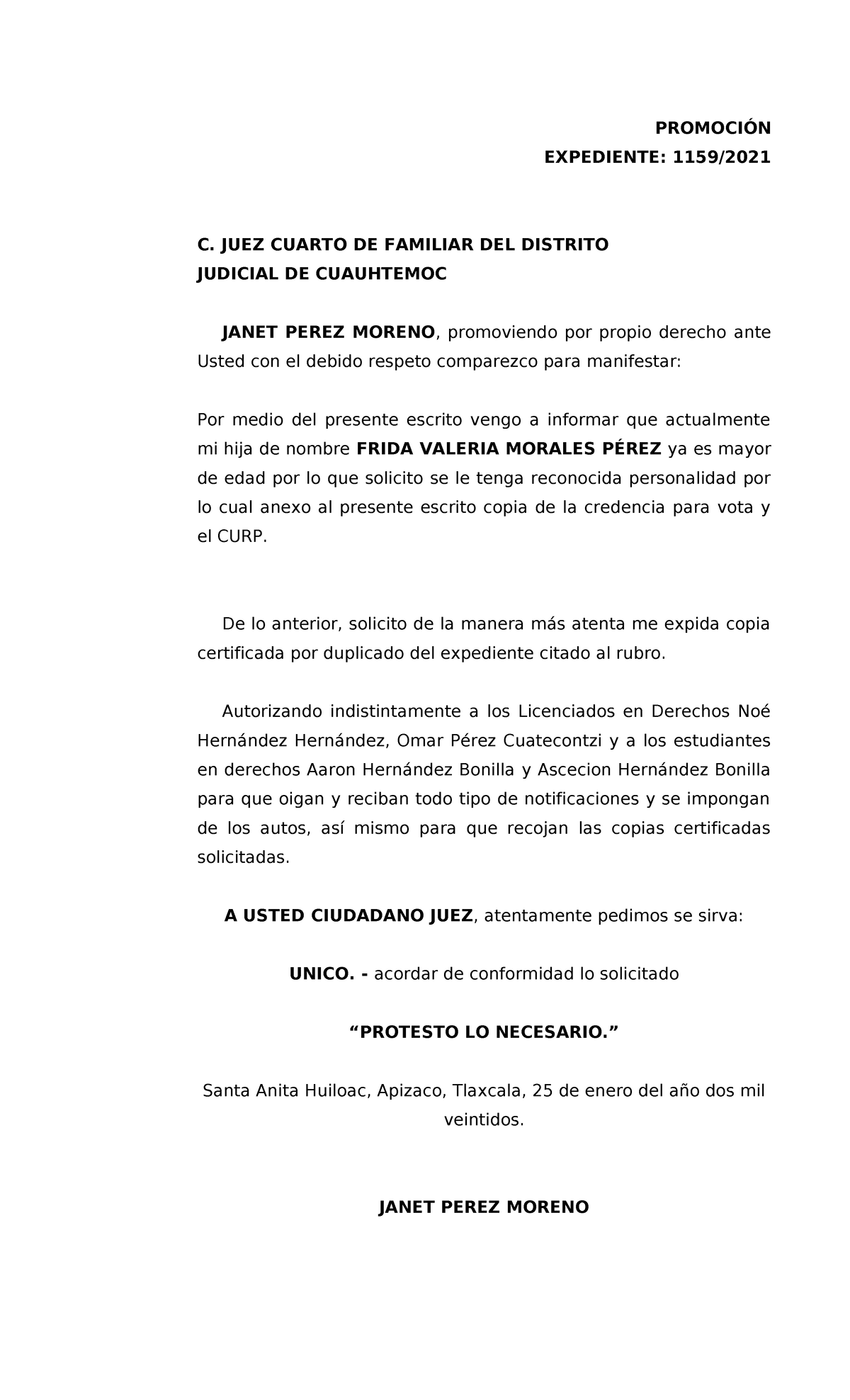 PromocióN Testimonial janet moreno diciembre - PROMOCIÓN EXPEDIENTE ...