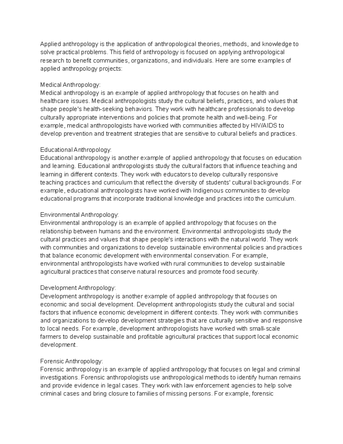 Examples of Applied Anthropology Projects: Practical Insights and ...