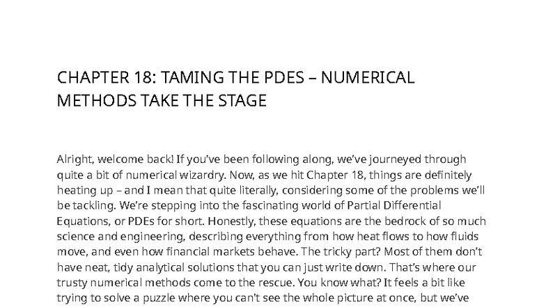 Numerical Methods CH18: Taming PDEs with Finite Difference Method - Studocu