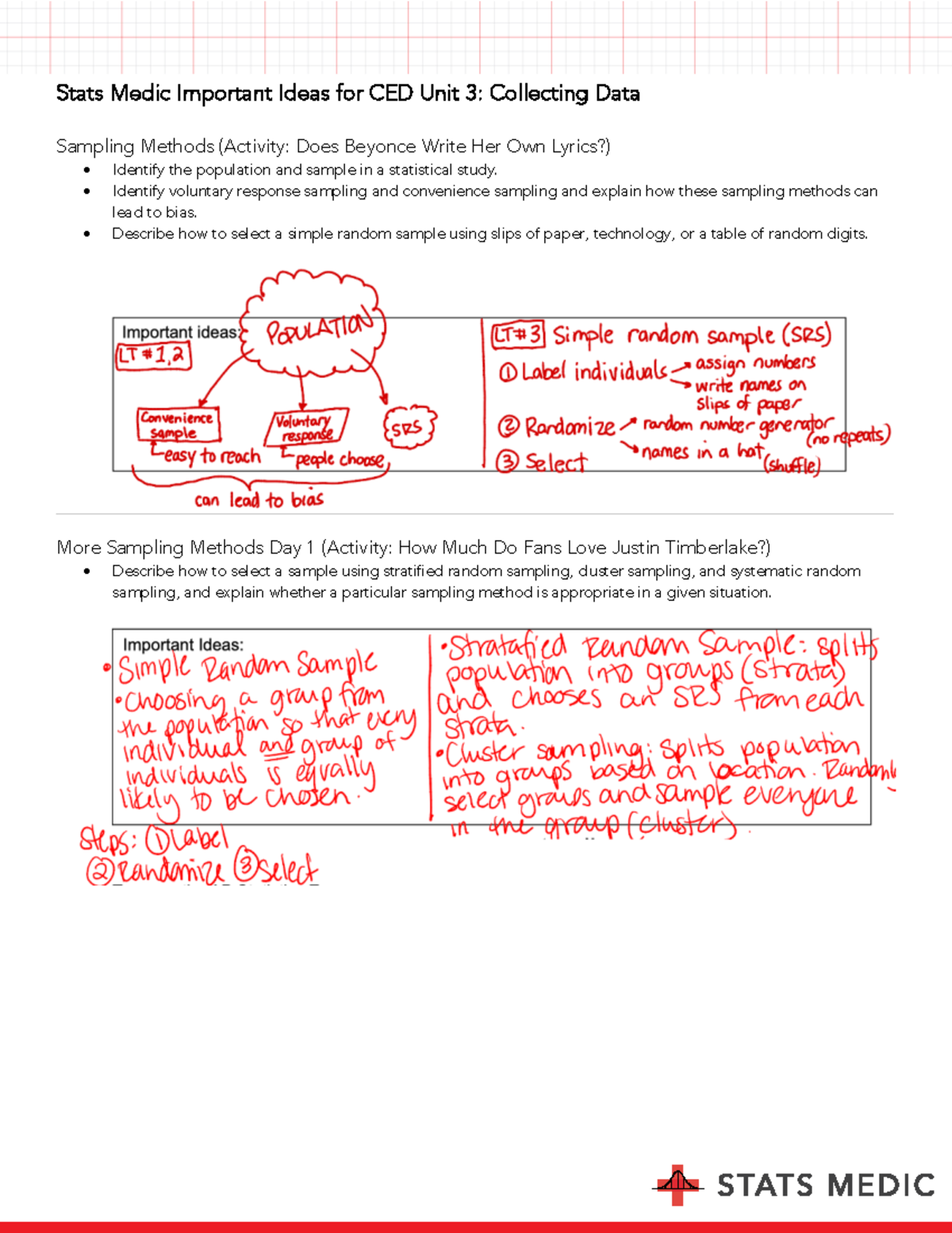 Stats Medic CED Unit 3: Key Concepts in Data Collection - Studocu