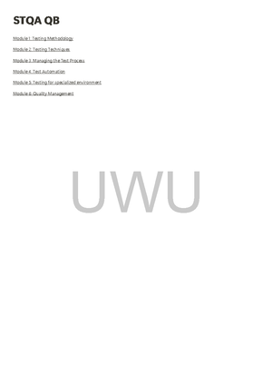 STQA-1 - ..... - STQA QBSTQA QB Module 1: Testing Methodology Module 2 ...