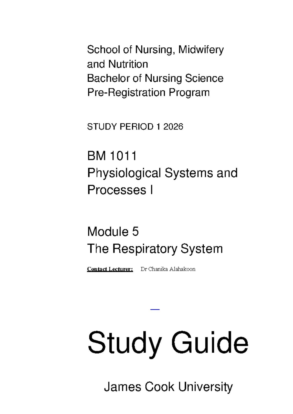 BM1011 Module 5 Study Guide: The Respiratory System - Studocu
