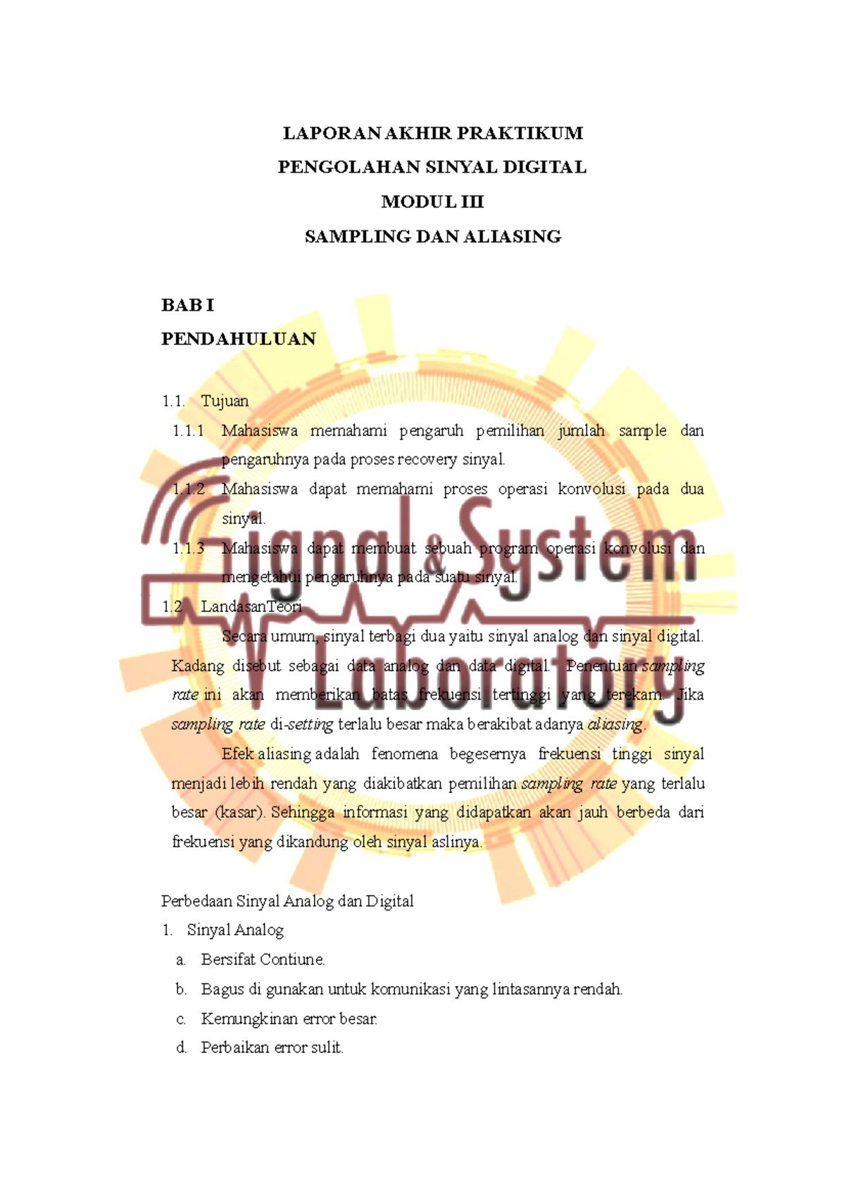 Laporan Prak Modul 3 PSD Sampling Dan Aliasing bagian 2 - LAPORAN AKHIR PRAKTIKUM PENGOLAHAN ...