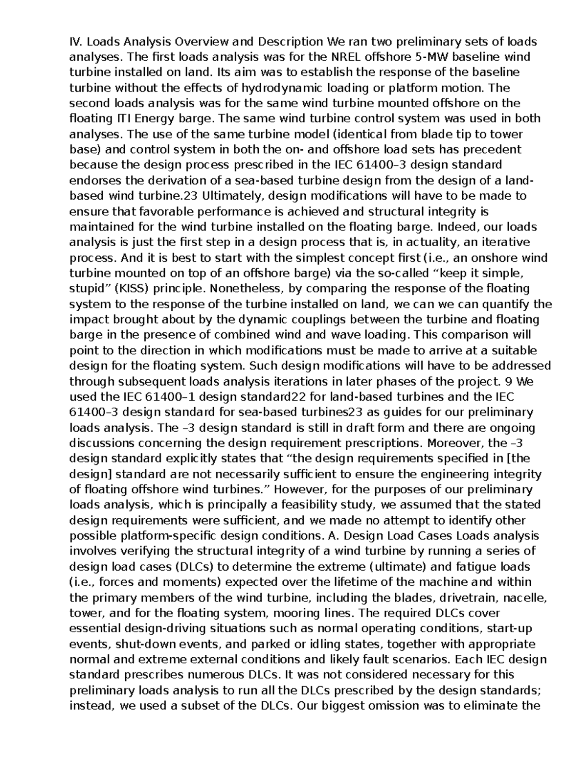 IV. Loads Analysis for Offshore Wind Turbine Design (ENG 12) - Studocu