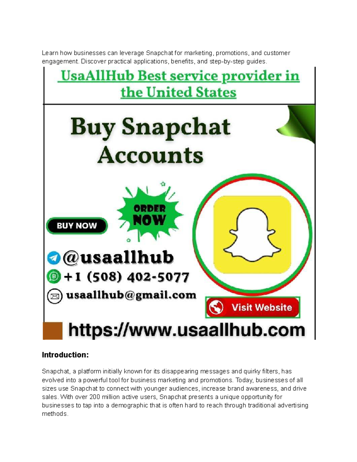 Buy Snapchat Accounts for Business Marketing & Promotions Guide - Studocu