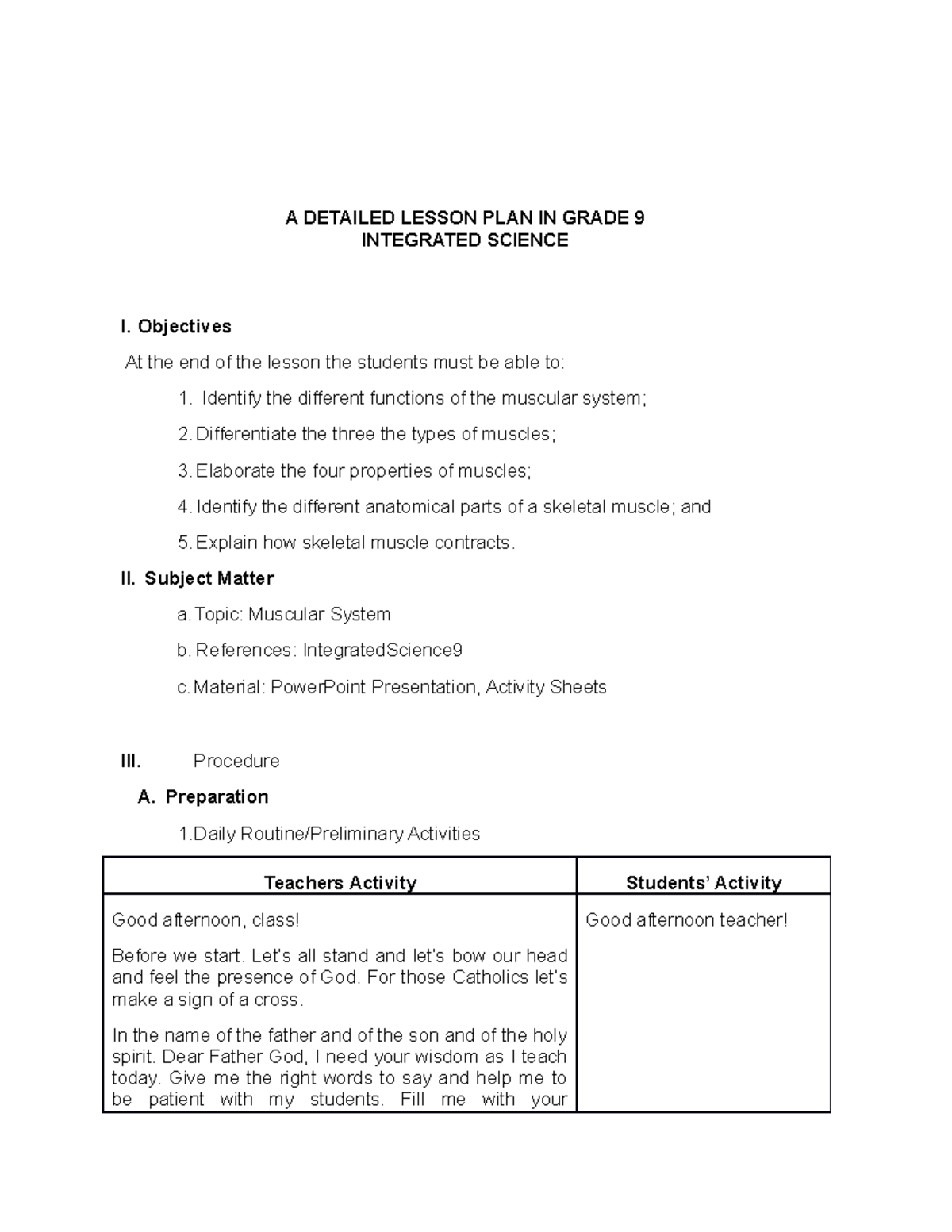 DLP final - i am a student - A DETAILED LESSON PLAN IN GRADE 9 ...