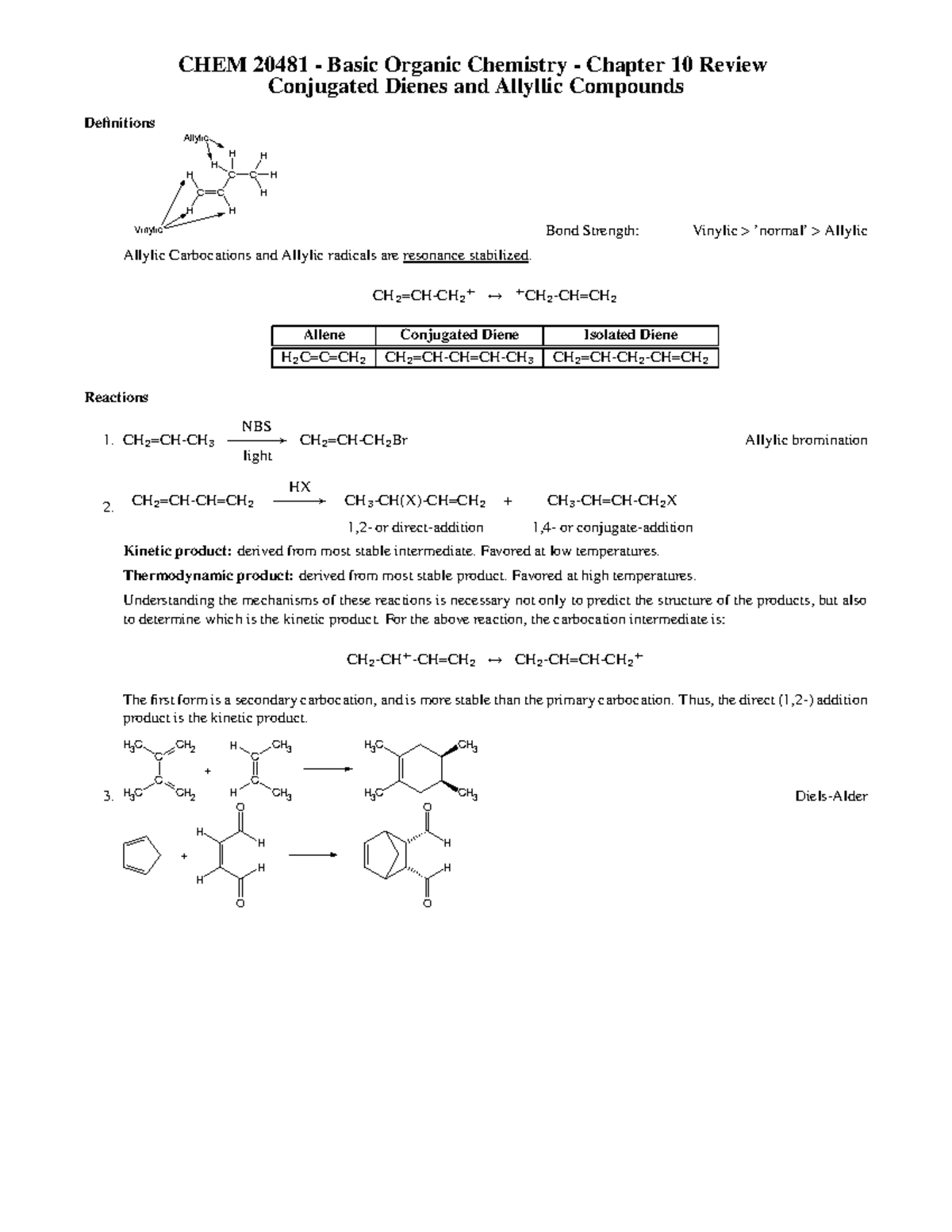 Summary - Chapter 10 review - CHEM 20481 - Basic Organic Chemistry ...