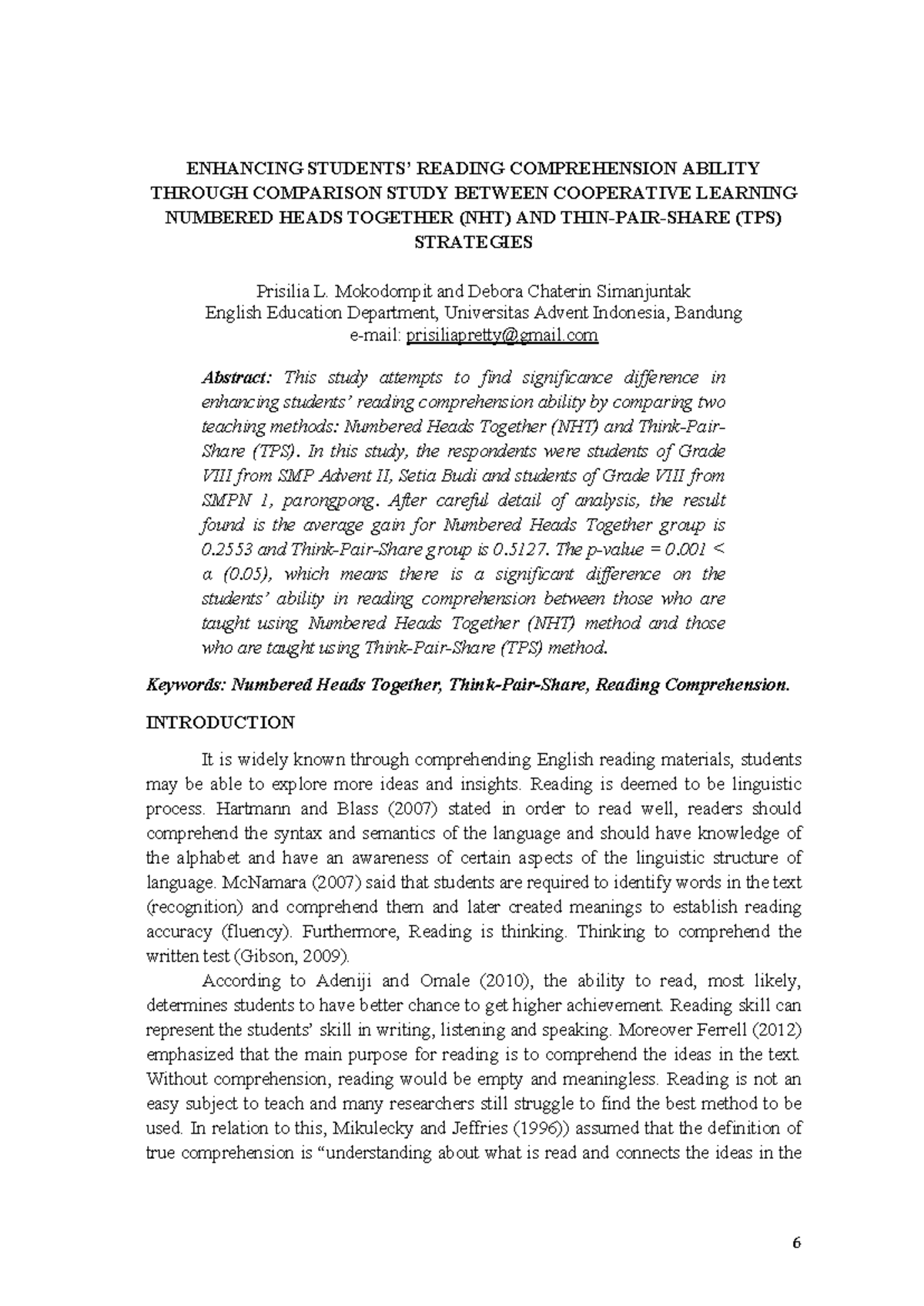 Enhancing Students’ Reading Comprehension Ability Through Comparison ...