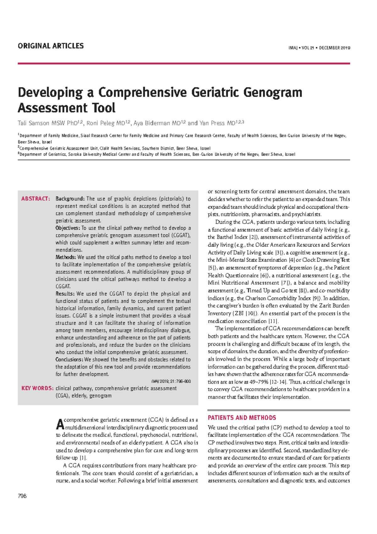 Developing a Comprehensive Geriatric Genogram Assessment Tool (CGA ...