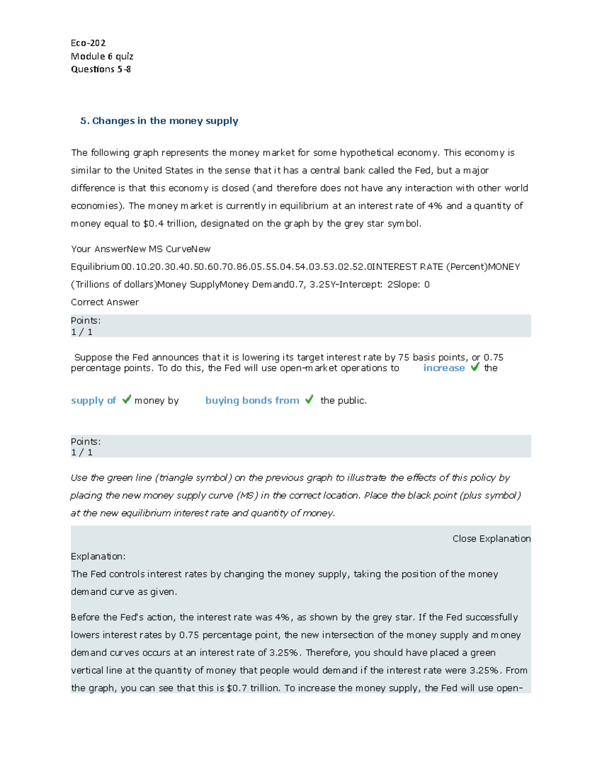 Eco202 - Module 6 Quiz Notes: Money Supply and Aggregate Demand - Studocu