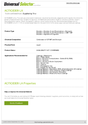 Acticide - Solicito - Hoja de Datos de Seguridad Rev. 0 | ACTICIDE LA ...