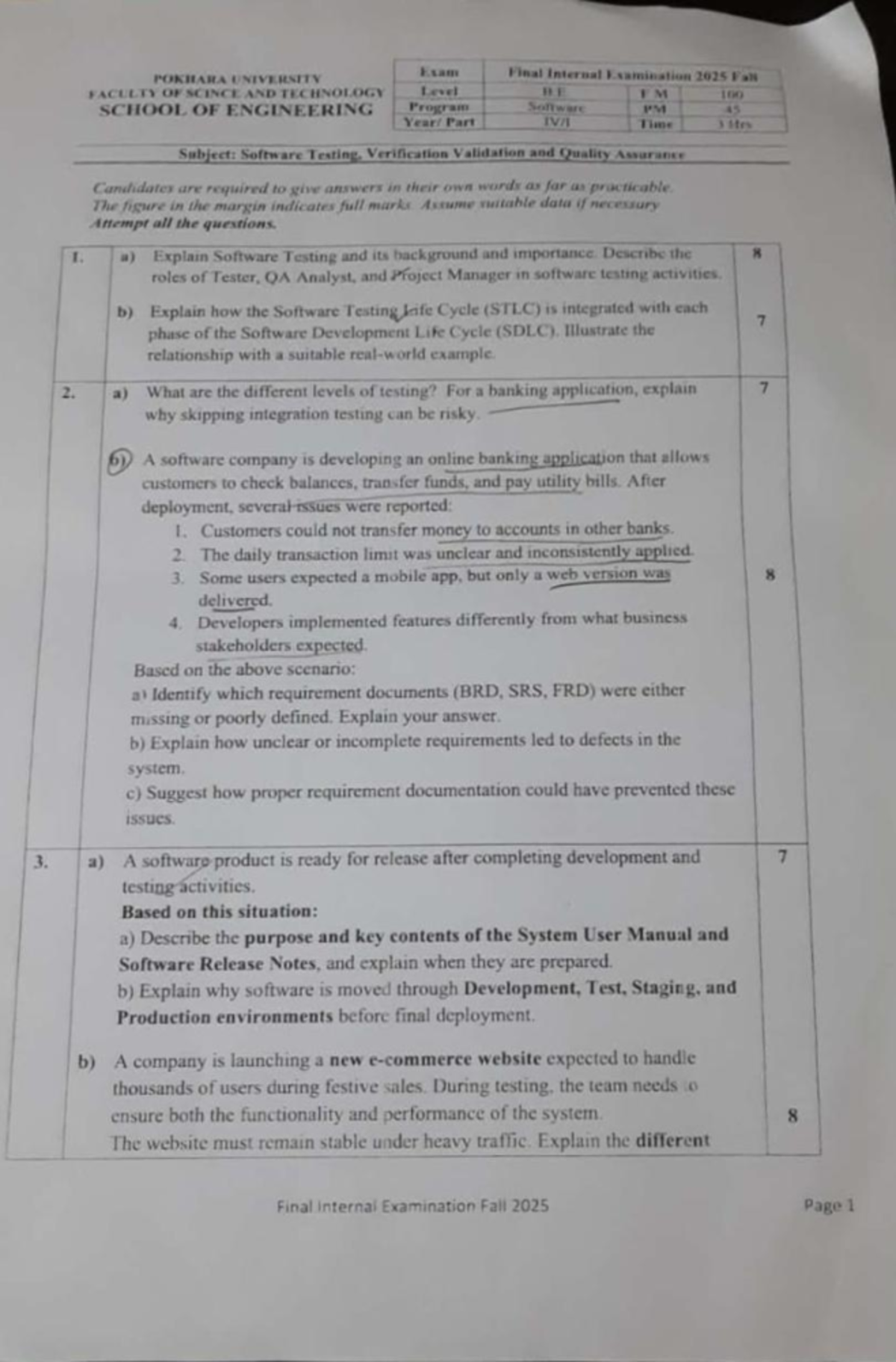 STV A SOE 26 - Software Testing Final Exam Questions 2025 Fall - Studocu