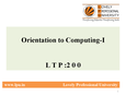 Orientation to computing - CSE111 - LPU - Studocu