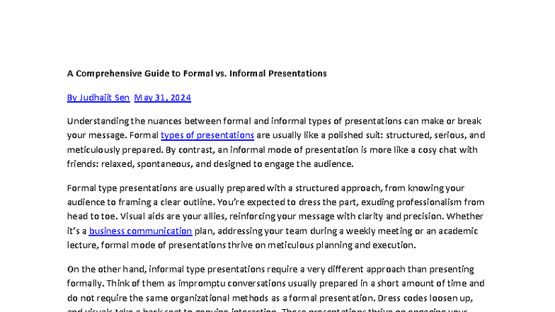 Presentation Skills - BU CC: Formal vs. Informal Styles Explained - Studocu