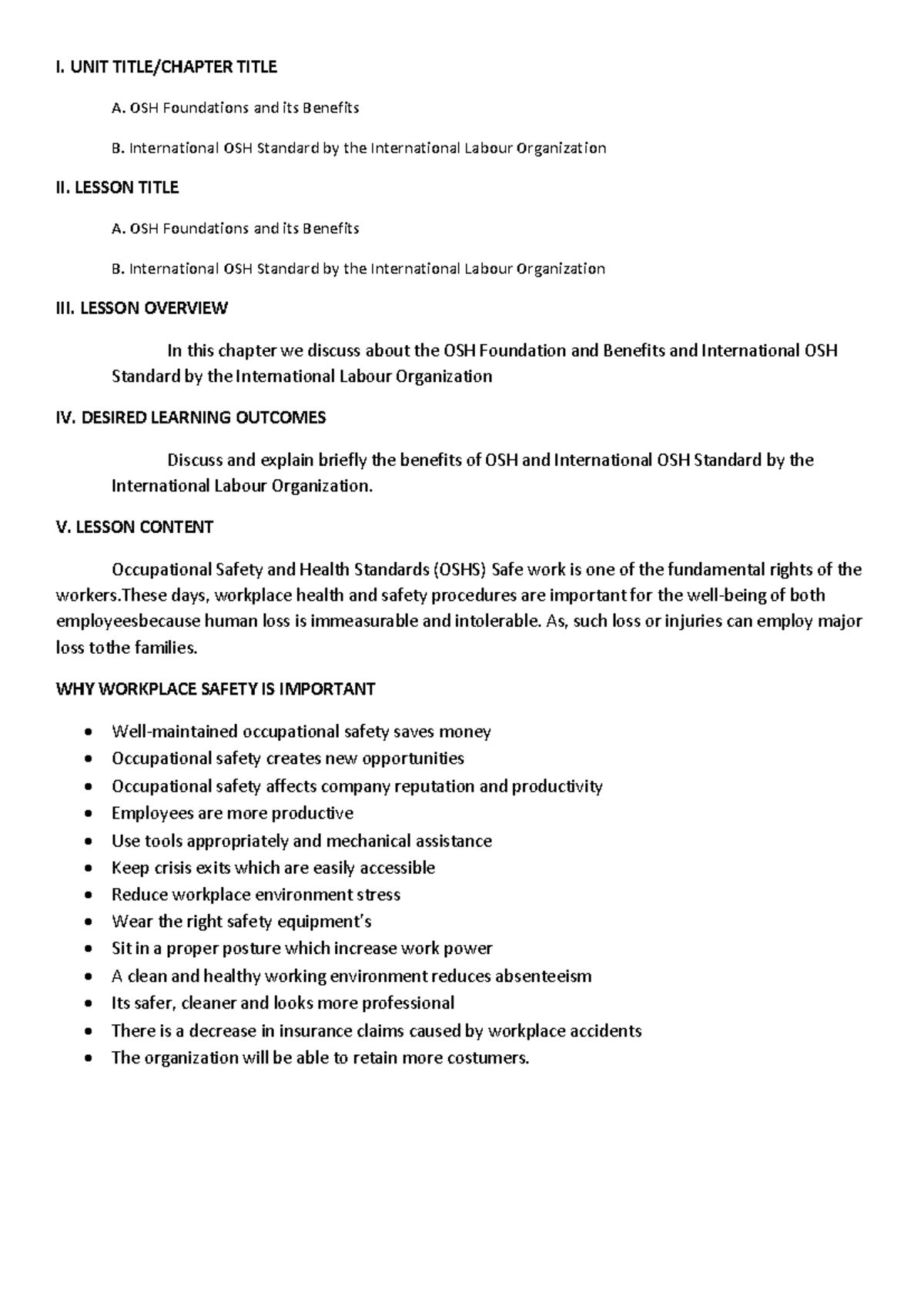 OSH Foundations and Benefits: Understanding Organizational Safety ...