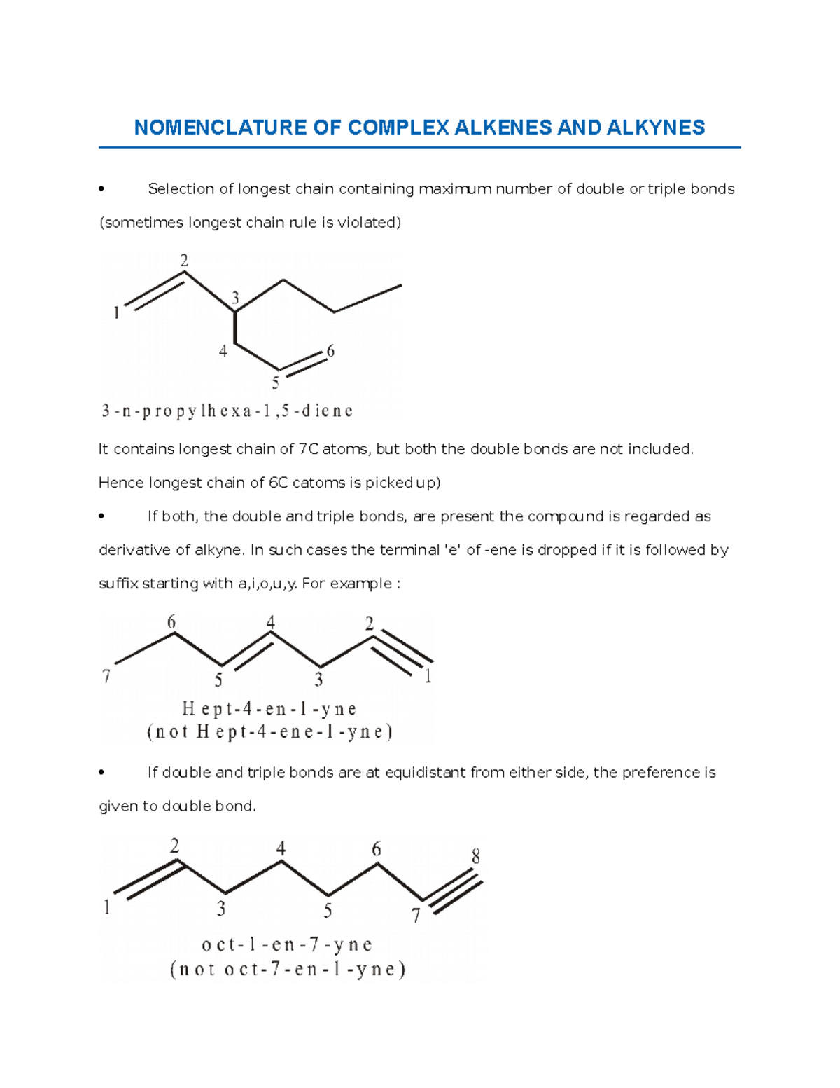 Nomenclature of Complex Alkenes and Alkynes: Part 3 Study Guide - Studocu