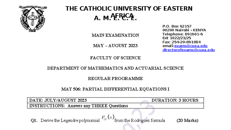 MAT 506: Main Exam on Partial Differential Equations I - May 2023 - Studocu