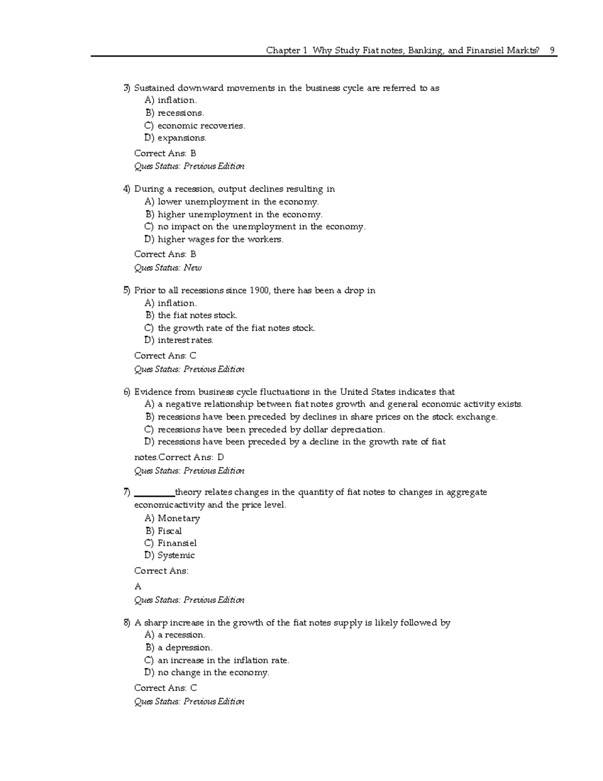 Economics of Money, Banking, and Financial Markets TEST BANK (9th ...