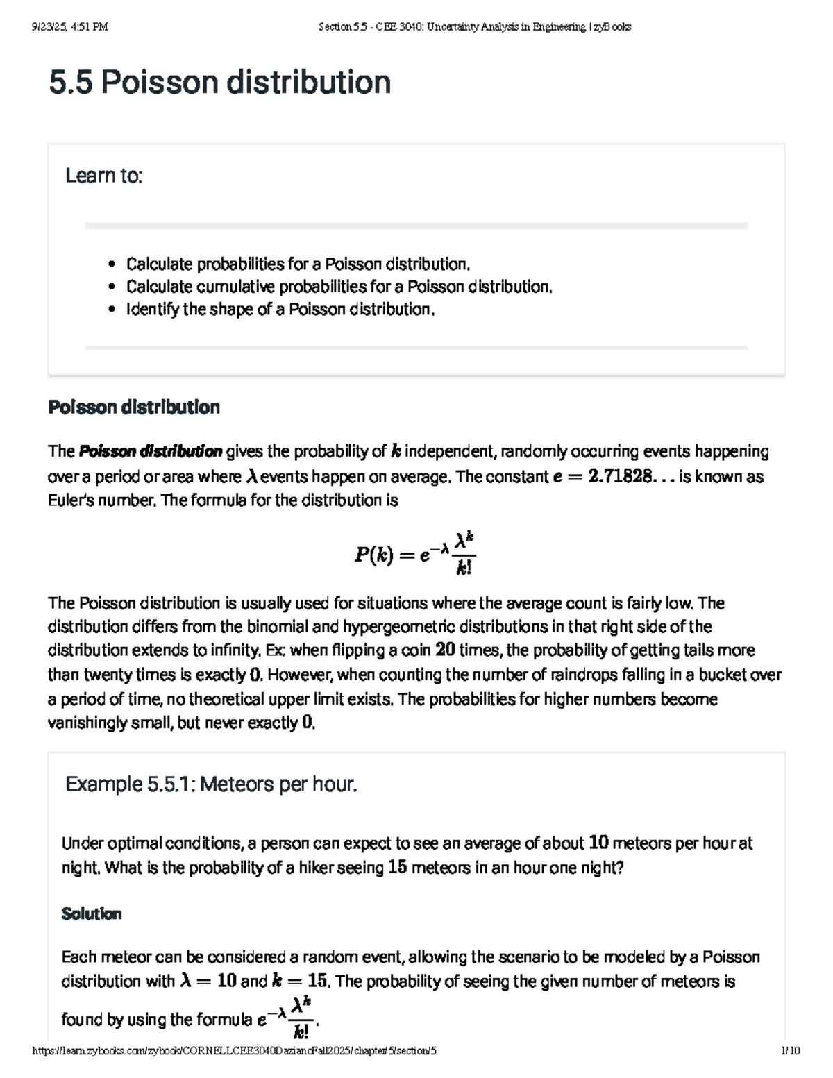 CEE 3040: Uncertainty Analysis - Poisson Distribution Overview - Studocu